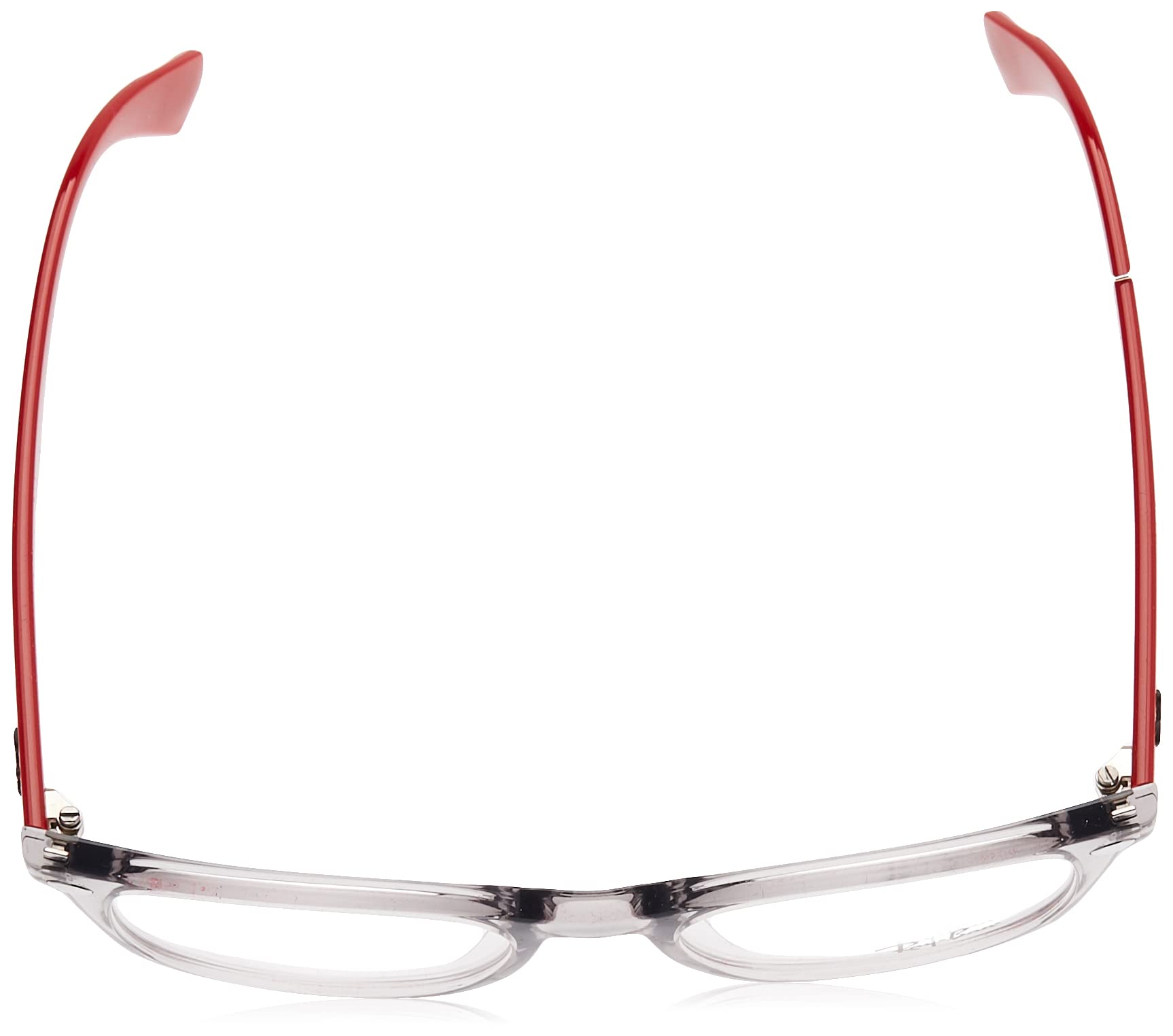 Ray-Ban Junior Kids' RY1601 Square Prescription Eyeglass Frames, Transparent Grey on Red/Demo Lens, 48 mm