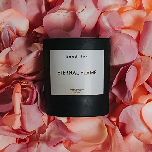 KENDI LUX | Luxury Scented Candles for Home | Jasmine Vanilla Scented Hand Poured Soy Blend Candle, Long Lasting 50 Hours Burn Time | Matte Black Jasmine Candle for Home 8 oz - Eternal Flame