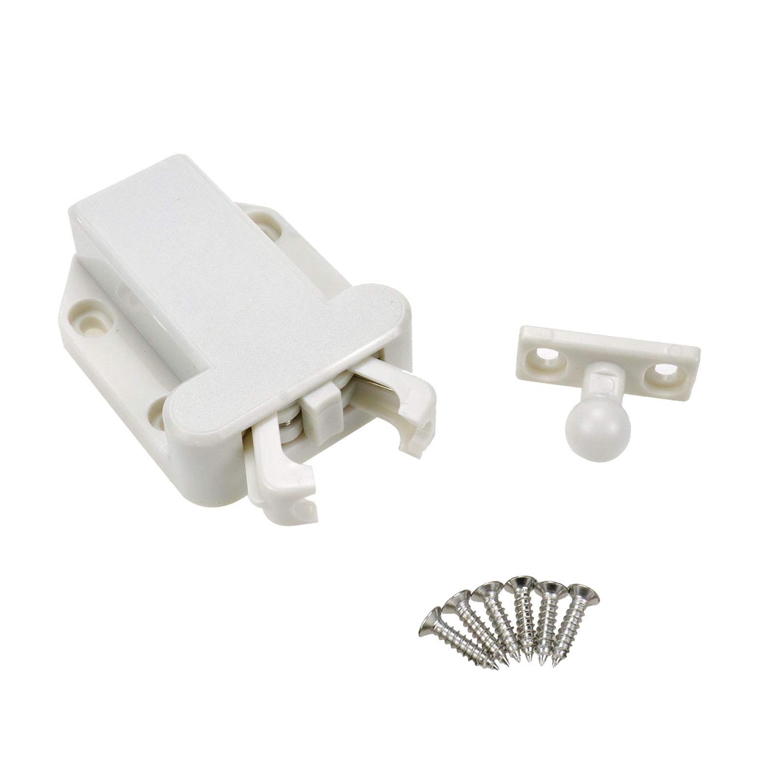 Sscon 4Pcs Catch Push To Open Cabinet Latches Touch Automatic Pop-Up Function Drawer Locks with Screws White