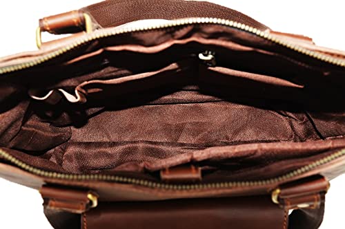 Satchel And Fable Women’s Tote Leather Handmade Genuine Shoulder Large Vintage Handbag (15.5” (L) x 12” (H) x 5.5” (W), Brown)