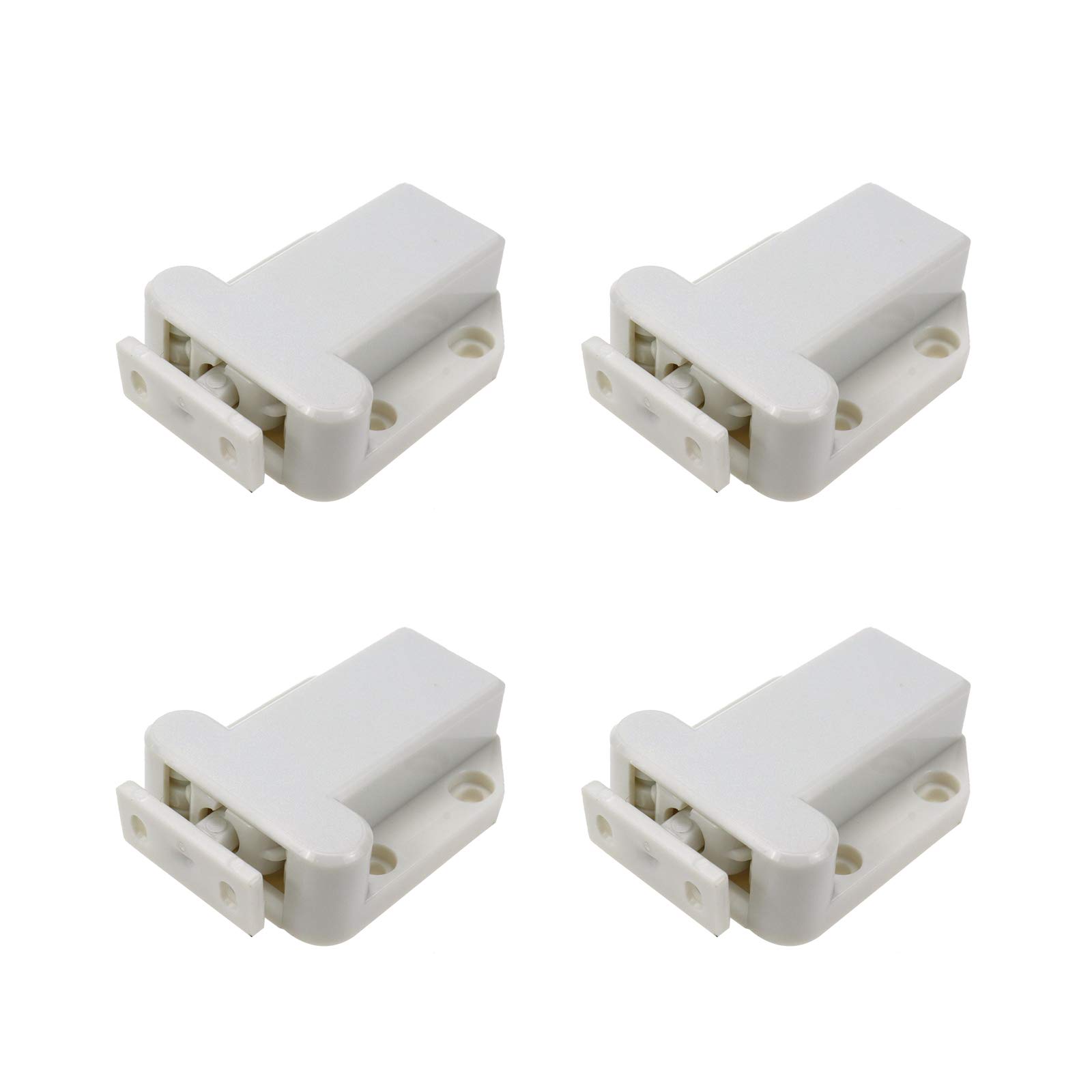 Sscon 4Pcs Catch Push To Open Cabinet Latches Touch Automatic Pop-Up Function Drawer Locks with Screws White