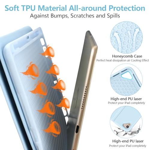 Keyboard Case for iPad 10.2 Inch 9th/8th/7th Gen with Pencil Holder, for iPad 10.2"/Air 3/Pro 10.5" Case with Wireless Bluetooth Keyboard, Detachable Keyboard Cover for iPad 9th Gen 2021 (Blue)