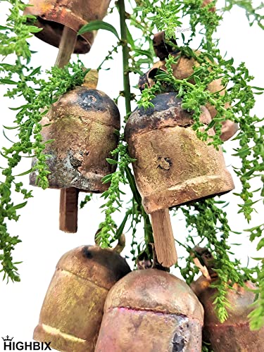 HIGHBIX Rusty Harmony Cow Bells 10 Pieces Vintage Handmade Rustic Lucky Christmas Hanging 2inch Bells with Wooden Striker