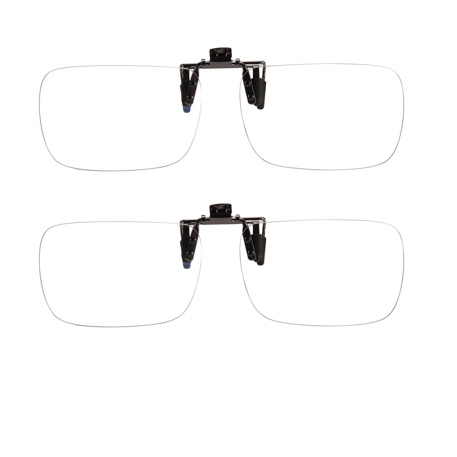 FONHCOO Blue Light Blocking Glasses 2 Pack Clip on for Women & Men - Clips On Your Prescription or Reading Glasses Lightweight Rimless Frameless Anti-Glare, Anti-Fatigue