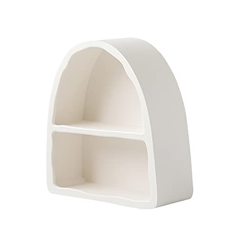 BOOMLATU 2 Tier White Floating Shelves for Wall,15.1" Arched Bathroom Shelves Wall Mounted for Living Room, Bedroom,Office