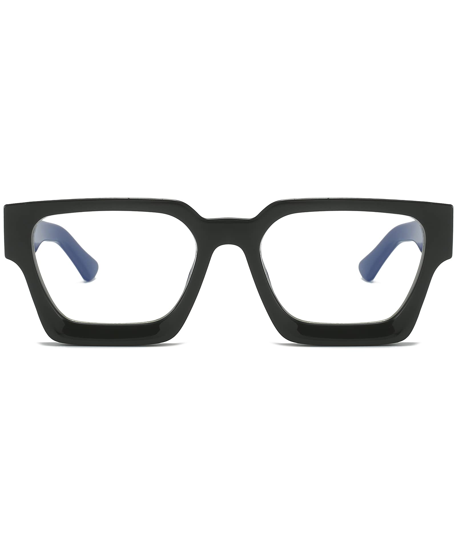 EYLRIM Thick Square Frame Blue Light Glasses for Women Men Non Prescription Computer Eyeglasses(01 Black)