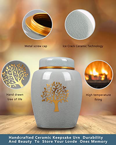 Medium Urns for Human Ashes,Beautiful Ceramic Tree of Life Cremation Urn,Keepsake Urns for Human Ashes,for Sharing Adult or Baby Urns for Ashes,Pet Urn.