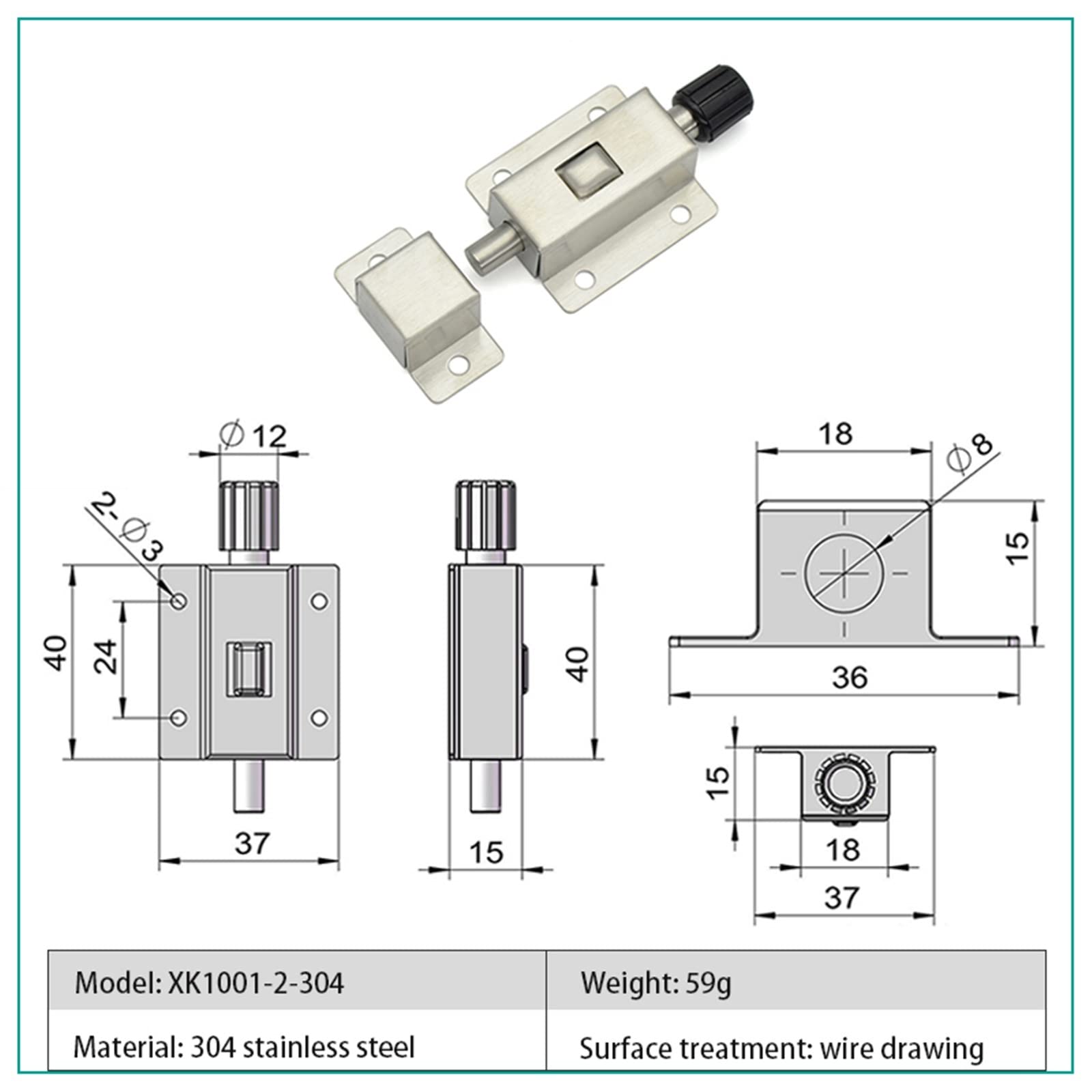 AHAFEI Door Flush Bolt 2.7 Inch Stainless Steel Door Bolt Button for Automatically Pop-up Door Security Safety Locks 1Pcs