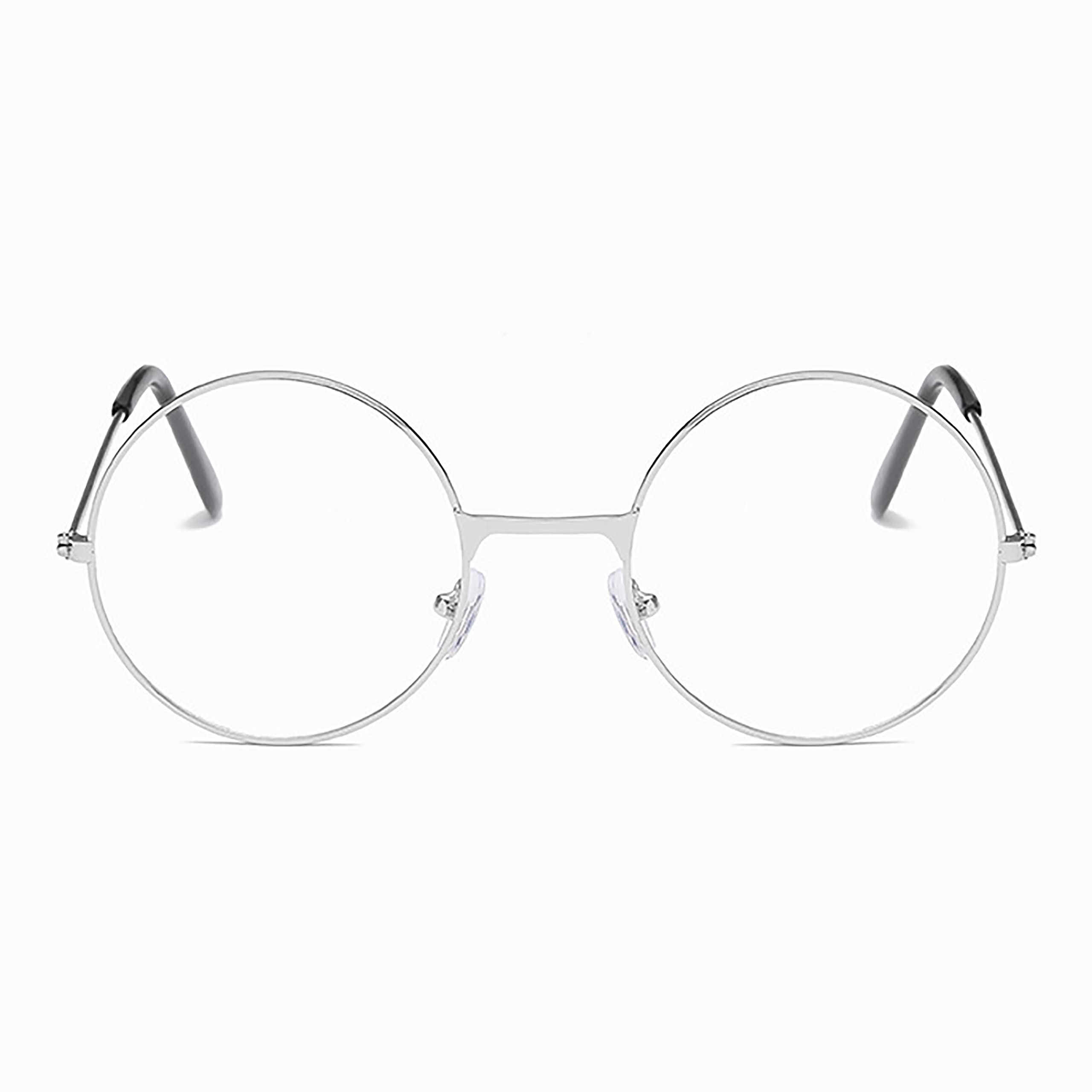 SOHUPAC Classic Round Glasses Retro Circle Eyeglasses Clear Lens Metal Frame Accessories Non-Prescription For Men Women (Silver)