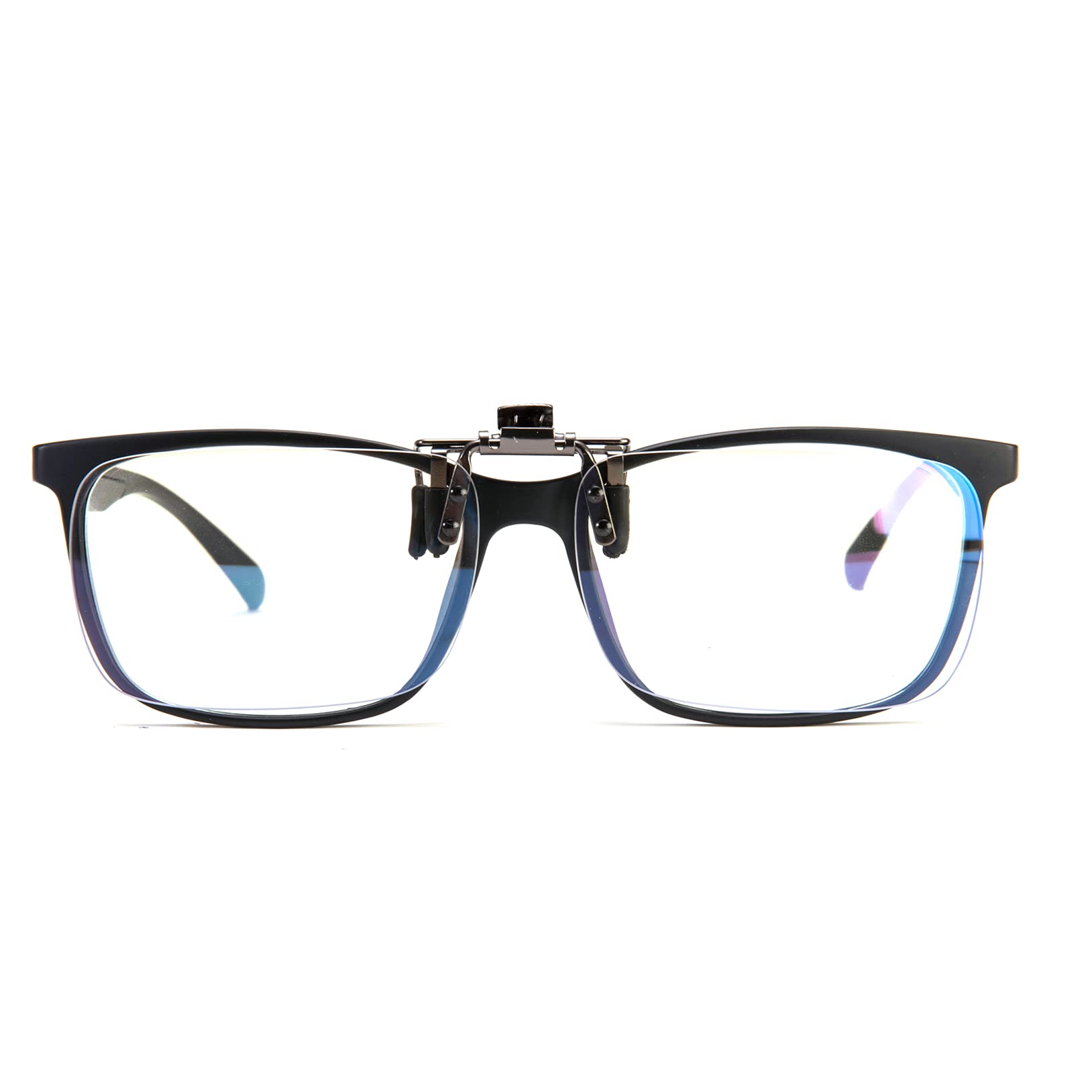 FONHCOO Blue Light Blocking Glasses 2 Pack Clip on for Women & Men - Clips On Your Prescription or Reading Glasses Lightweight Rimless Frameless Anti-Glare, Anti-Fatigue