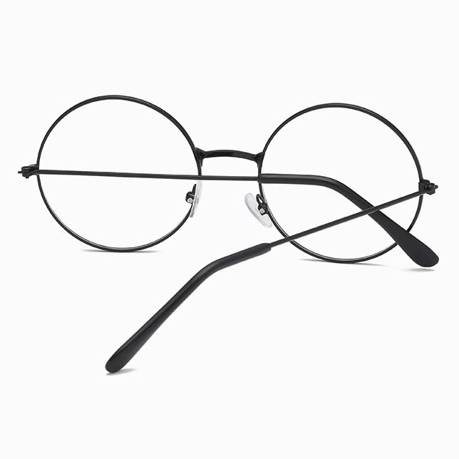SOHUPAC Classic Round Glasses Retro Circle Eyeglasses Clear Lens Metal Frame Accessories Non-Prescription For Men Women (Silver)