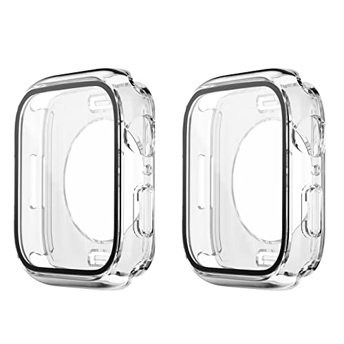 Yolovie [2 Pack] 2 in 1 Waterproof Case Compatible for Apple Watch 40mm SE Screen Protector Series 6 5 4 Tempered Glass Film PC Face Cover & Back Bumper for iWatch Accessories - 40mm Clear x2