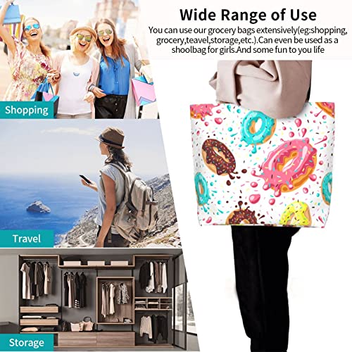 Donut Print Tote Bag Shoulder Bag for Women 19.7x15.7Inch