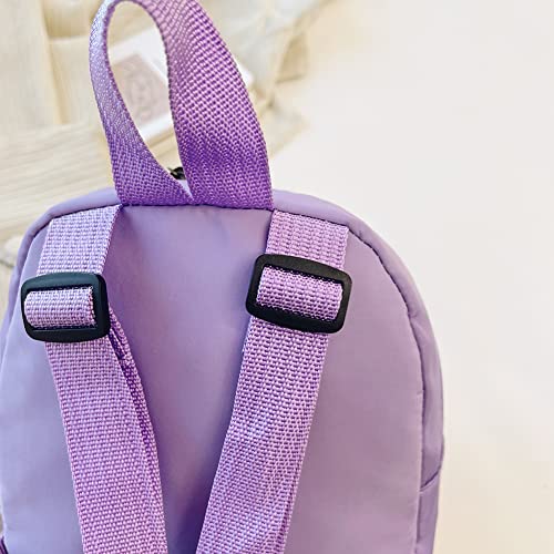 AIZHIYI Women Solid Color Backpack Preppy Style School Nylon Mini Rucksack (Purple)