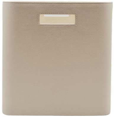 Chloe and Cotton Vegan Leather Storage Bin | Living Room Storage Container | Sturdy Basket with Handles | Decorative Bin for Shelves, Bookcases & Cubbies | Beige