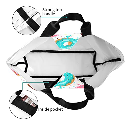 Donut Print Tote Bag Shoulder Bag for Women 19.7x15.7Inch