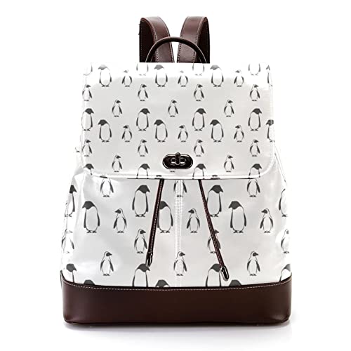 Cute Penguin-01 Women Backpack Purse PU Leather Anti-theft Casual Shoulder Bag Fashion Ladies Satchel Bags