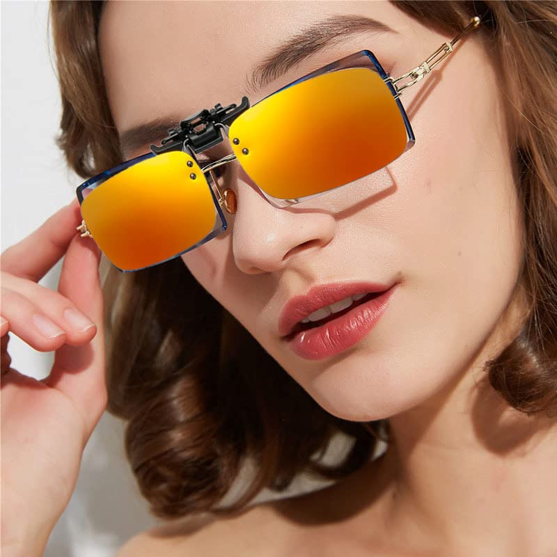 RuiJinGen Clip on Flip up Polarized Lens For Prescription Glasses, 100% UV Protection Sunglasses N44 (6 PCS Multicolor A)