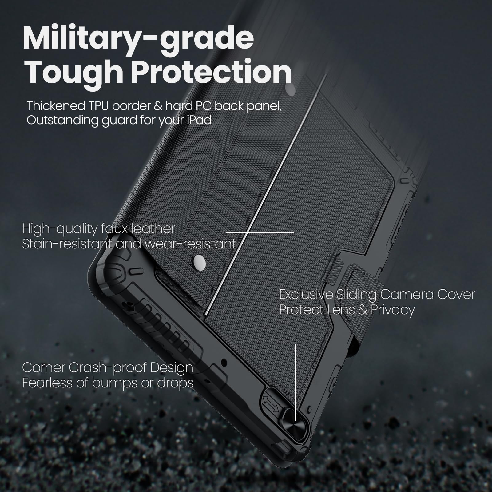 Nillkin iPad 9th Generation (10.2", 2021) Case with Detachable Keyboard, Magic Trackpad, Portrait/Landscape Modes, Rugged Keyboard Case with Camera Cover for iPad 8th/7th Gen, Black