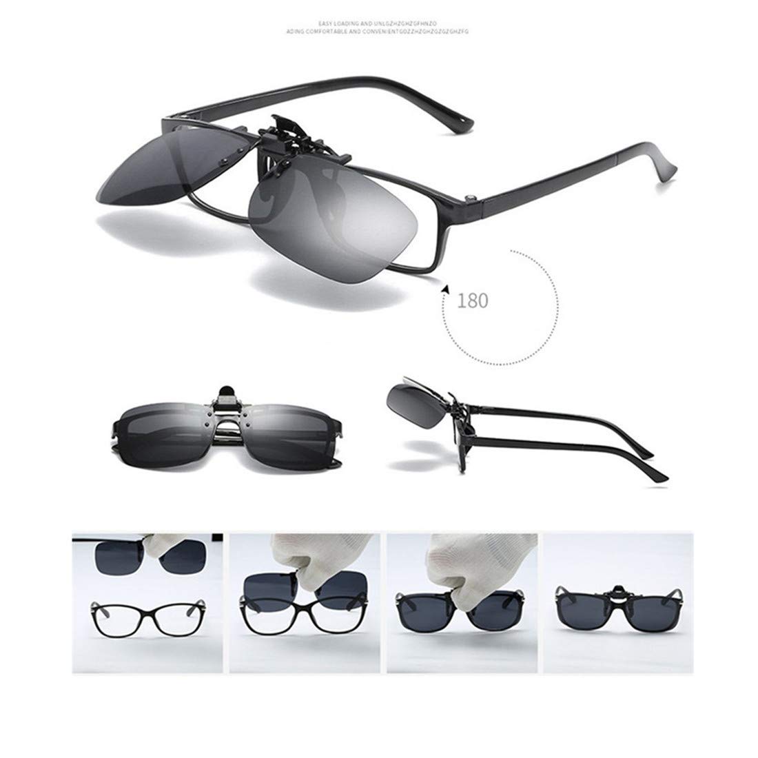 RuiJinGen Clip on Flip up Polarized Lens For Prescription Glasses, 100% UV Protection Sunglasses N44 (6 PCS Multicolor A)