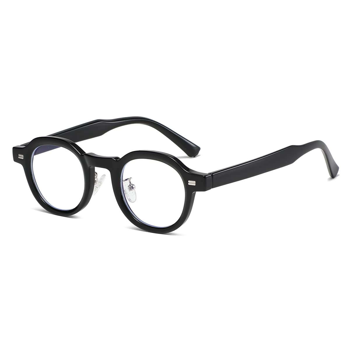 JOVAKIT Trendy Round Blue Light Blocking Glasses for Women Men Retro Vintage Circle Style Non-prescription Computer Glasses (Black)