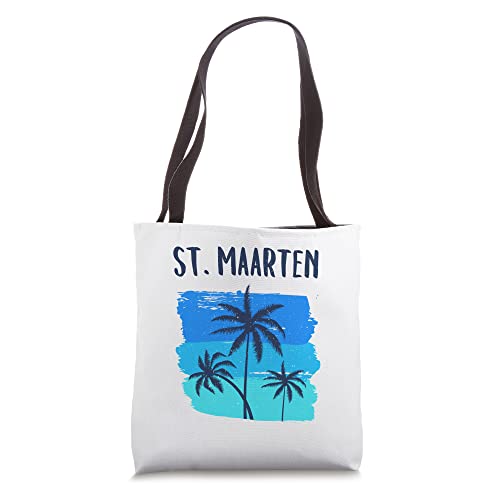 St. Maarten Cruise Stop Vacation Souvenir Palm Trees Graphic Tote Bag