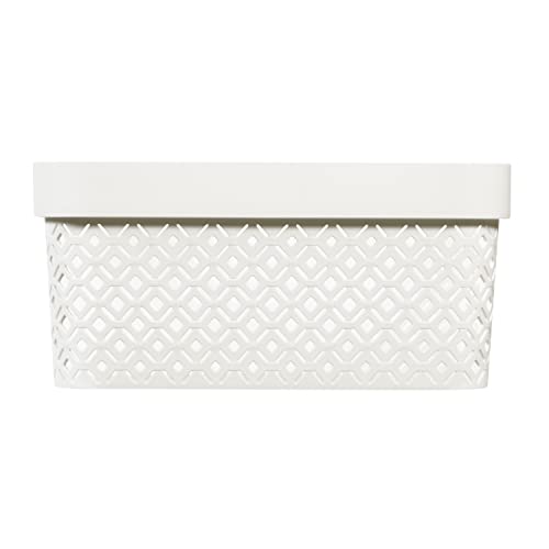 Curver Terrazzo x4 Small Rectangular Storage Basket 4.5L - White