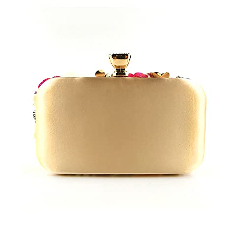 LGXIGE Evening Purses For Women With Pretty Flowers Pearl Decorated (Beige)