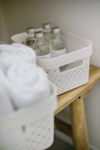 Curver Terrazzo x4 Small Rectangular Storage Basket 4.5L - White