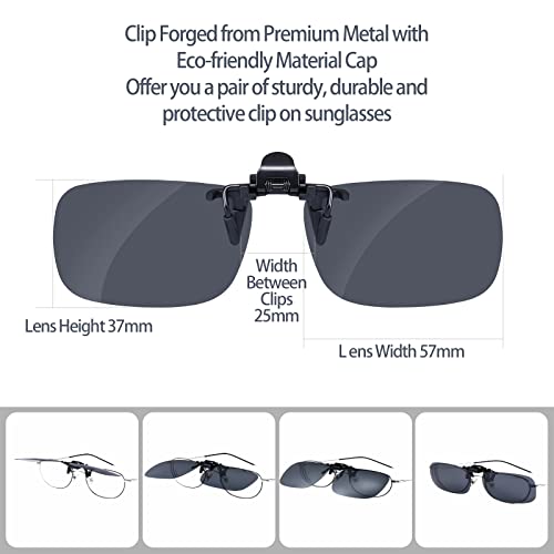 MVICRDU Clip on Sunglasses over Prescription Glasses for Men & Women Flip up Sunglasses Polarized UV Protection Lens CG3