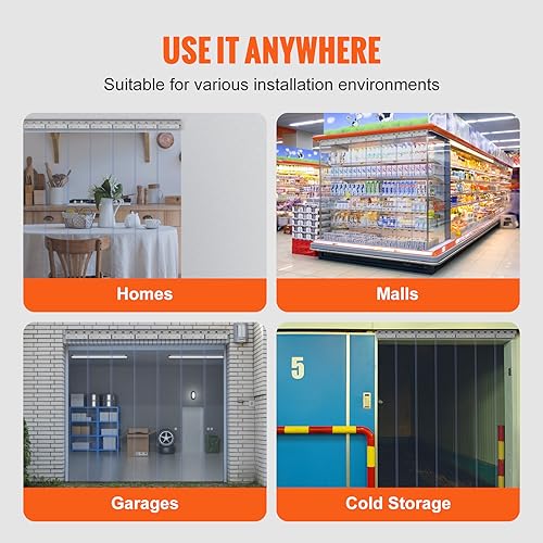 VEVOR Strip Curtain, 84" Height x 42" Width, 0.08" Thickness, 7PCS Clear PVC Strip Door Curtain, Freezer Curtain, Plastic Door Strips for Walk in Freezers, Coolers & Warehouse Doors, with 50% Overlap