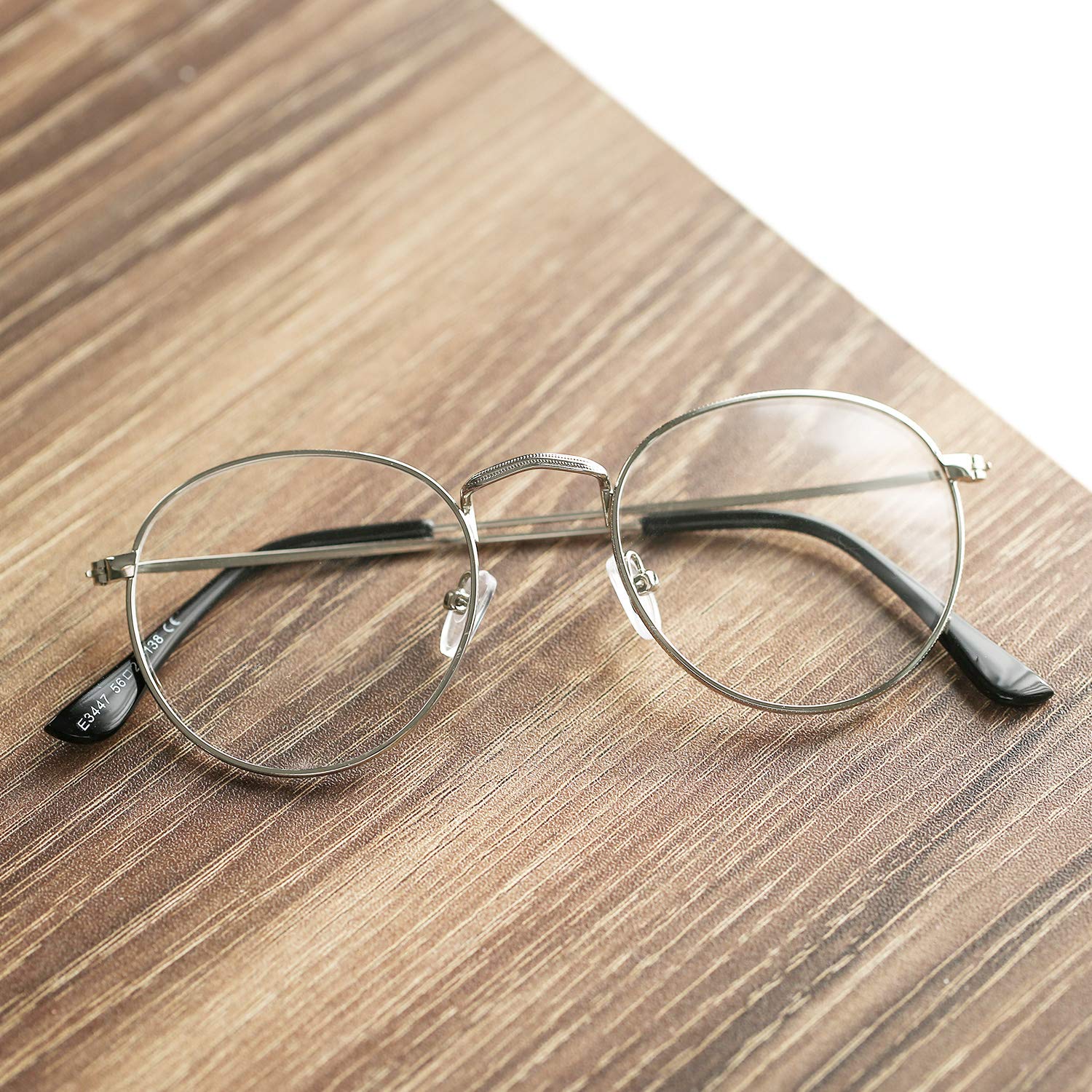Pro Acme Classic Round Metal Clear Lens Glasses Frame Unisex Circle Eyeglasses (Silver)