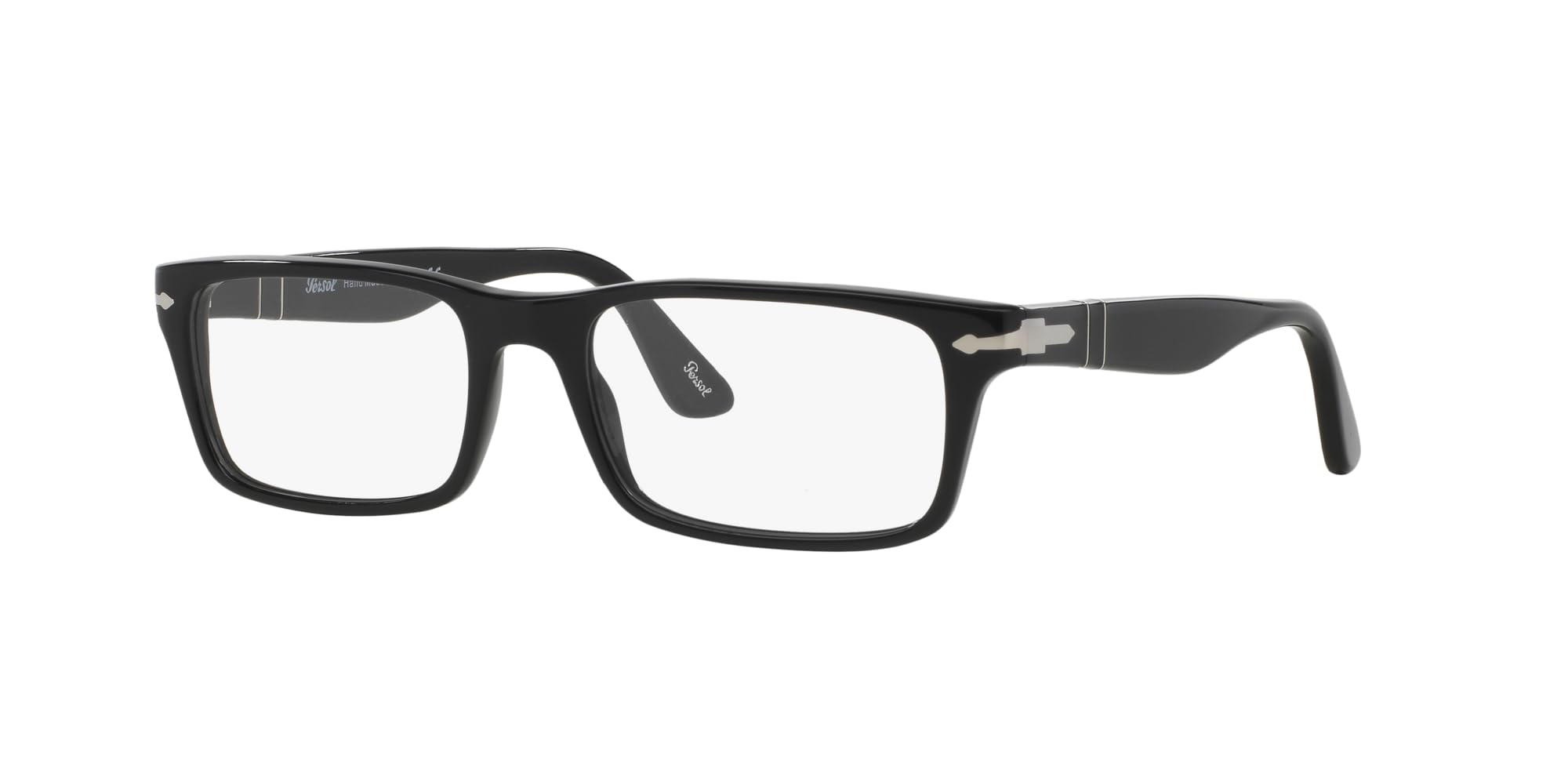 Persol PO3050V Rectangular Prescription Eyewear Frames, Black/Demo Lens, 55 mm