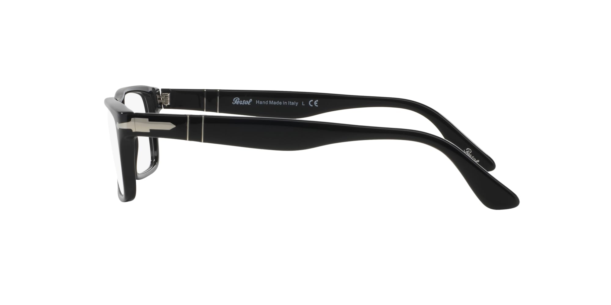 Persol PO3050V Rectangular Prescription Eyewear Frames, Black/Demo Lens, 55 mm