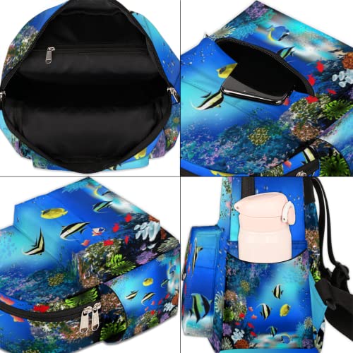 Mini Backpack for Women Backpack Purse Tropical Fish Coral Cute Small Travel Backpack Casual Bookbag Shoulder Bag for Girls Teens School Backpacks Lightweight Ladies Backpack Daypack