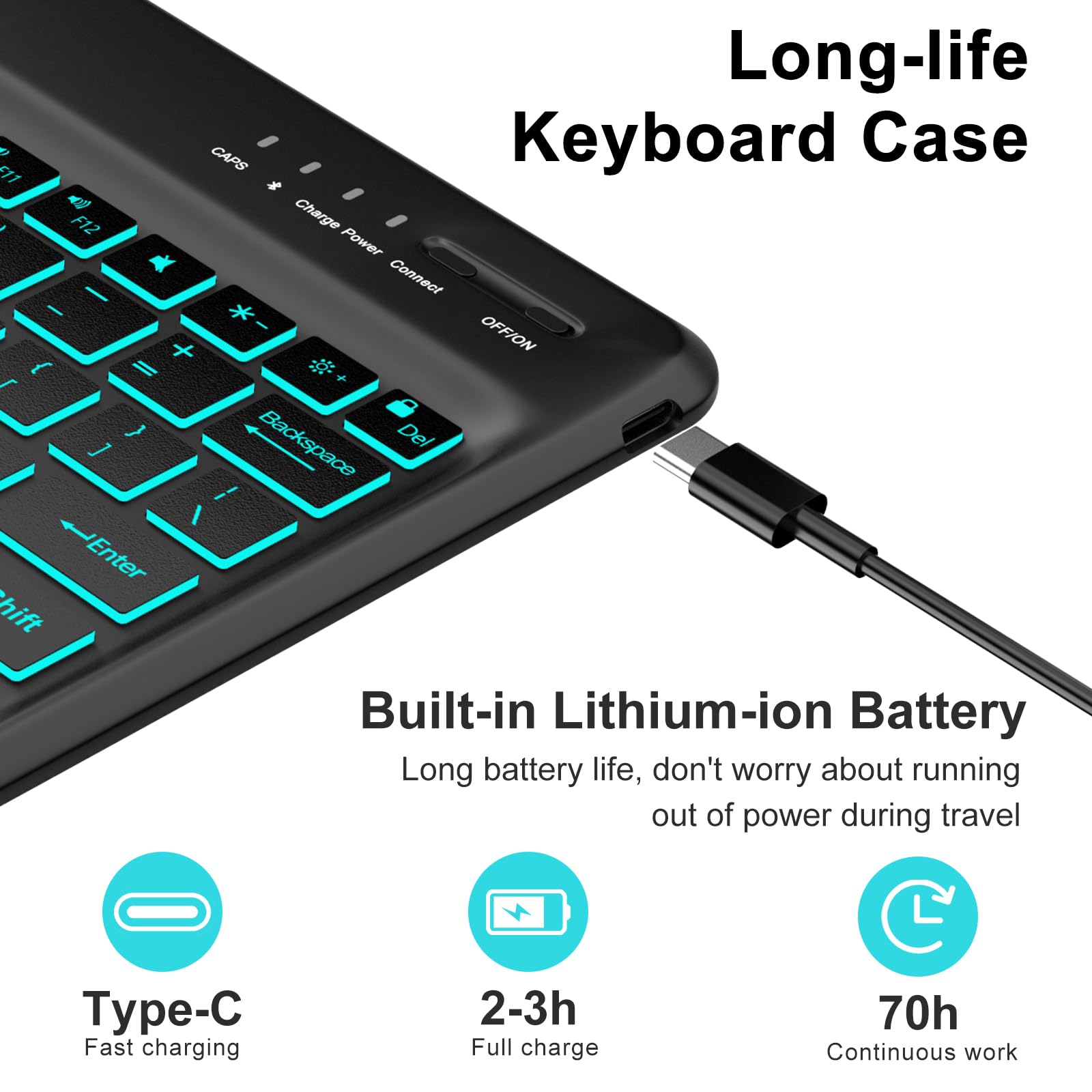 iPad Air 13 inch Case with Keyboard (M2, 2024), Detachable Bluetooth Keyboard| 7 Colors Backlit| Auto Sleep/Wake, Slim Folio Cover with Pen Holder for iPad 12.9” 6th 2022/5th 2021/4th 2020/3rd 2018