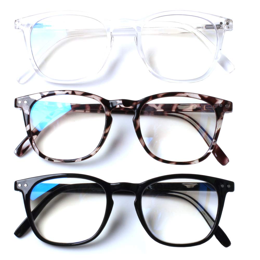 Henotin 3 Pack Blue Light Blocking Reading Glasses,Spring Hinge Computer Readers for Men Women,Anti UV Ray Filter Eyeglasses (Mixed Color, 1.25)