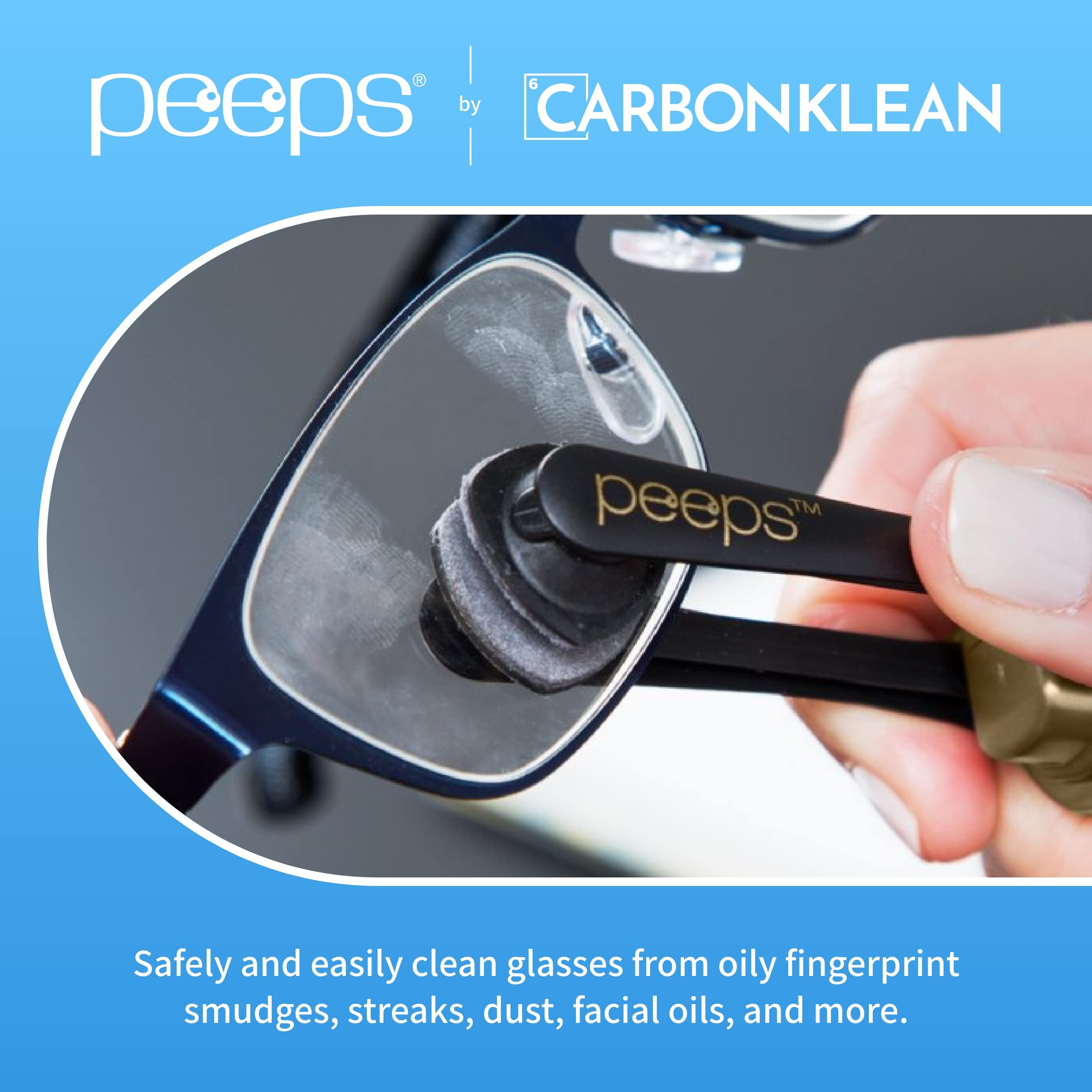 CarbonKlean Peeps Eyeglass Lens Cleaner - Efficient and Durable Carbon Microfiber Technology - Exclusively Used by NASA - 500 Uses (Electroplated Silver)