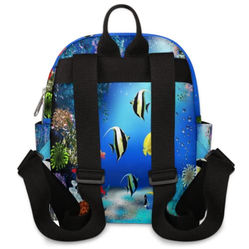Mini Backpack for Women Backpack Purse Tropical Fish Coral Cute Small Travel Backpack Casual Bookbag Shoulder Bag for Girls Teens School Backpacks Lightweight Ladies Backpack Daypack