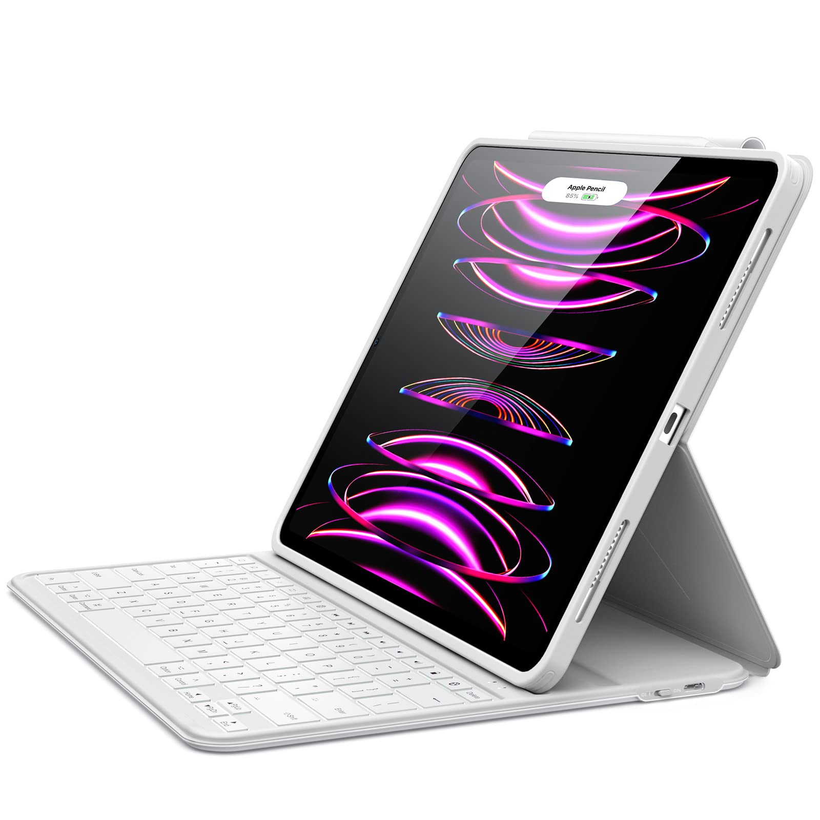 ESR iPad Keyboard Case for iPad Pro 12.9 inch (3rd, 4th, 5th, 6th Generation),Magnetic Detachable 12.9 inch ipad Pro Case with Keyboard, Adjustable Portrait/Landscape Mode, Light and Portable, White