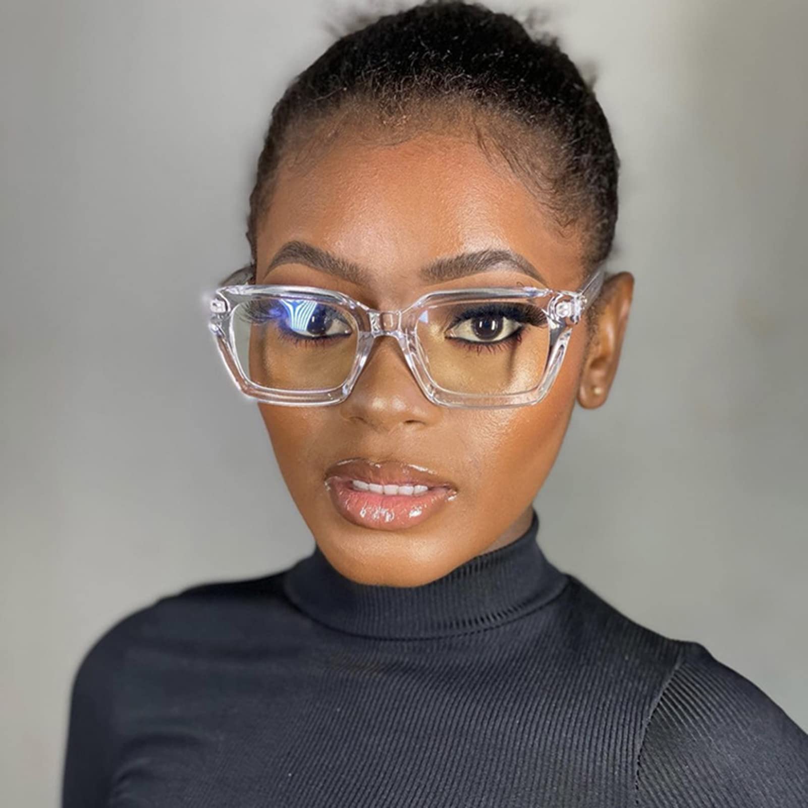 EYLRIM Classic Thick Square Frame Clear Lens Glasses for Women Men Non Prescription Eyeglasses(A2 Transparent)