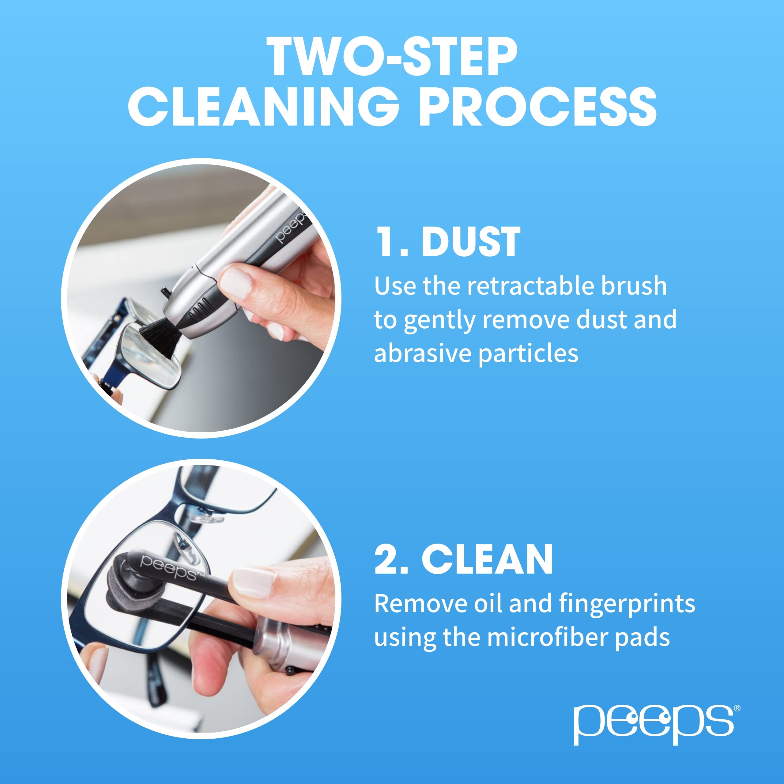 CarbonKlean Peeps Eyeglass Lens Cleaner - Efficient and Durable Carbon Microfiber Technology - Exclusively Used by NASA - 500 Uses (Electroplated Silver)