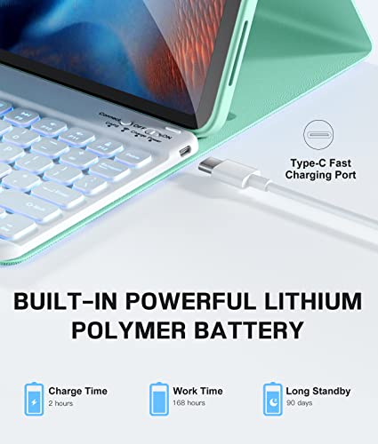 Harvopu for iPad Pro 11 inch Case with Keyboard - 7 Color Backlit Detachable Bluetooth Keyboard for iPad Pro 11-inch 2022(4th Generation)/2021(3rd Gen)/2020(2nd Gen), Green