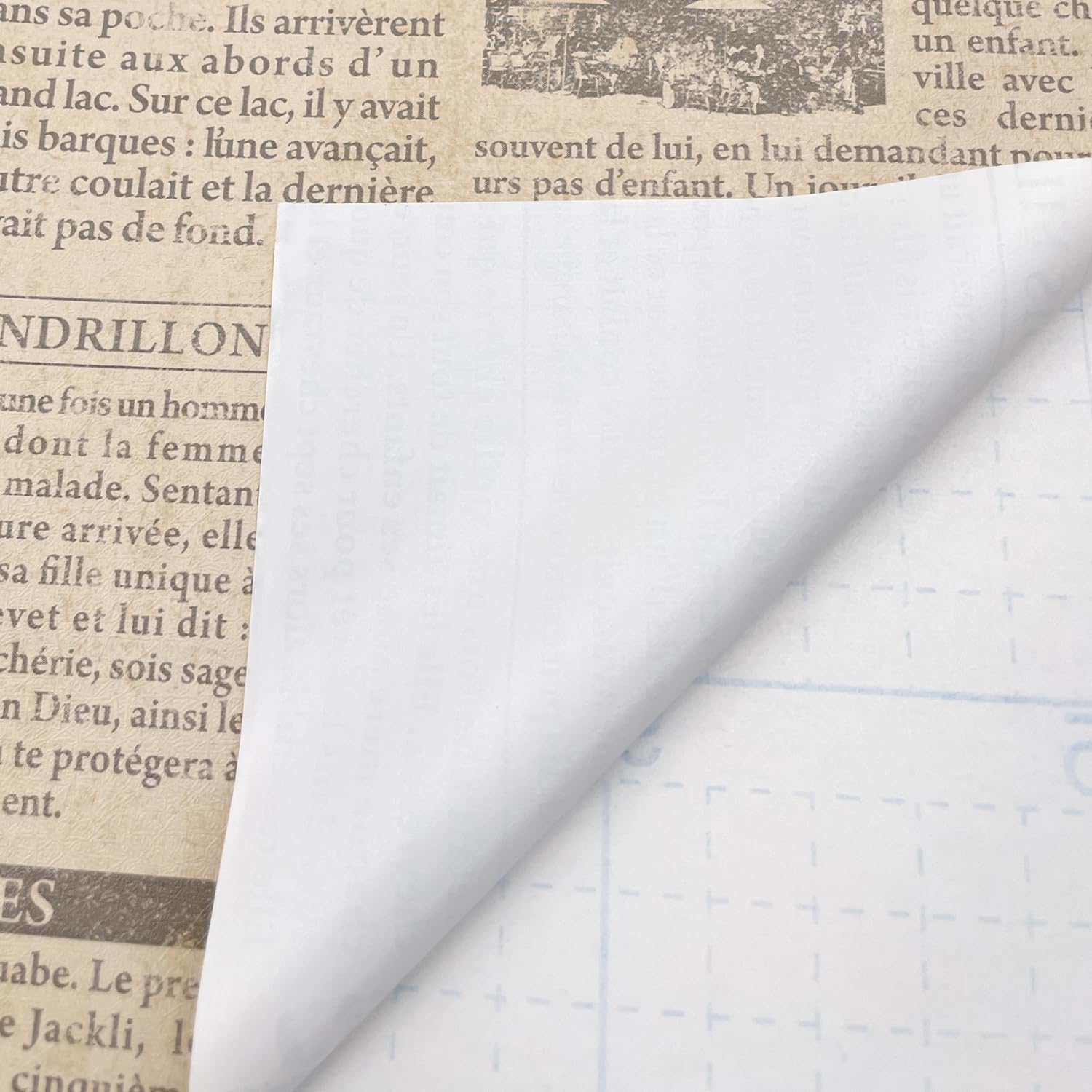 Yifely Retro Beige Newspaper Furniture Paper Self-Adhesive Shelf Liner Countertop Sticker 17.7 Inch by 9.8 Feet