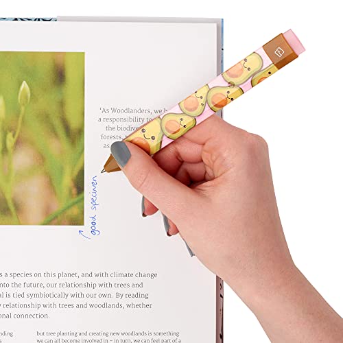New Pen Bookmark with Refills | Erasable Ballpoint Gel Pen and Bookmark 3-in-1 | Ink Novelty Pen with Eraser | Page Marker | Book Marker | Page Holder Clip | Gift for Reader and Writer (Avocado)