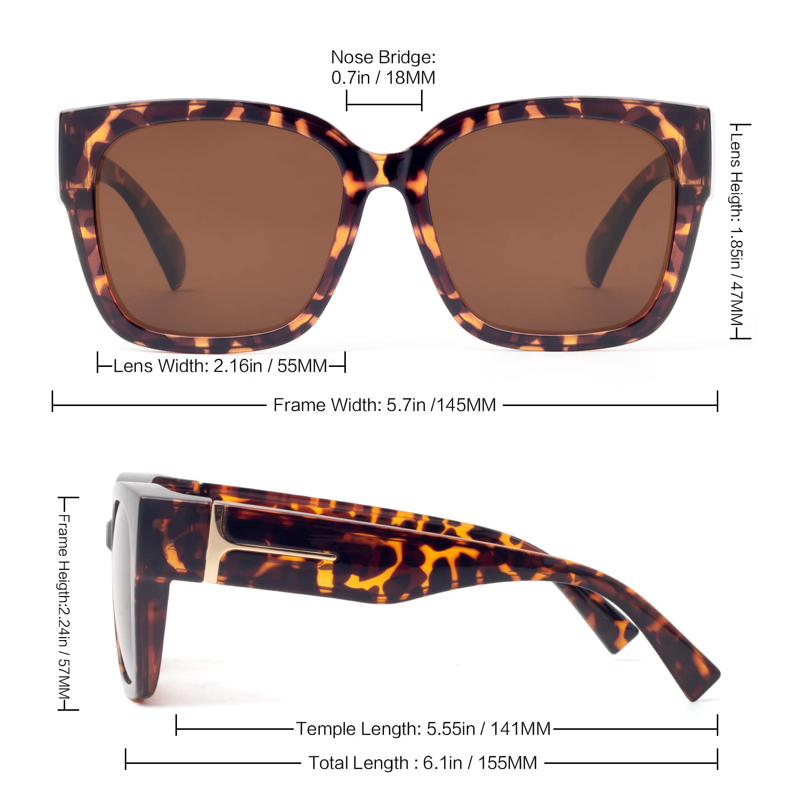 Face Shadow Polarized Sunglasses Over Glasses for Women Men, Fit Over Glasses Sunglasses Square Oversized Sunglasses UV Protection Lightweight