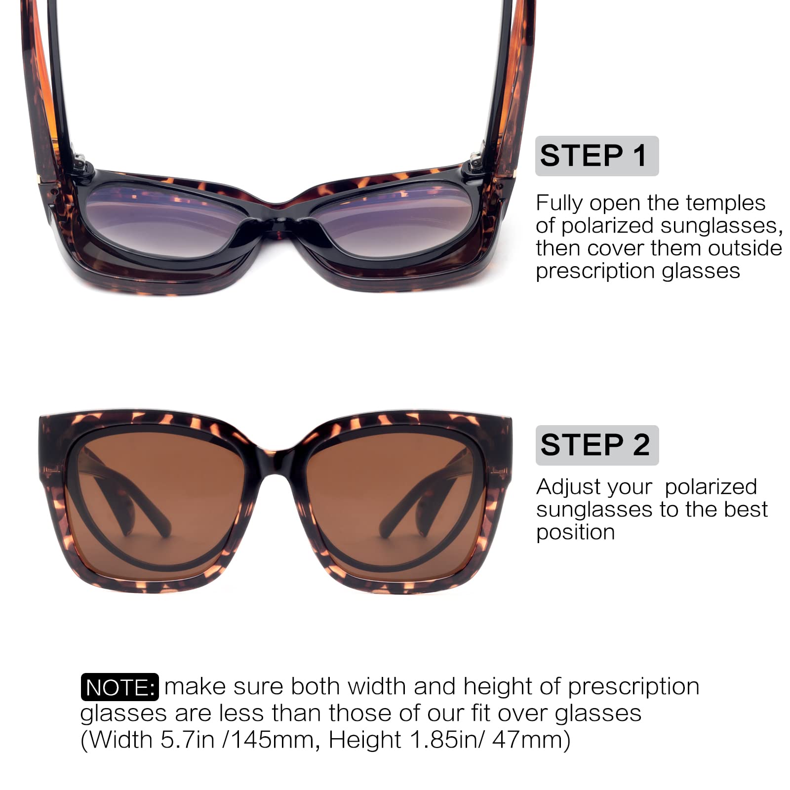 Face Shadow Polarized Sunglasses Over Glasses for Women Men, Fit Over Glasses Sunglasses Square Oversized Sunglasses UV Protection Lightweight