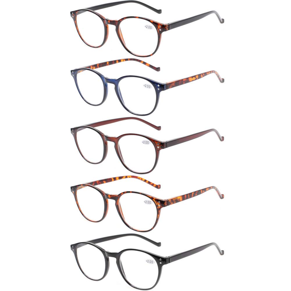 NORPERWIS 5 Pairs Reading Glasses - Standard Fit Spring Hinge Readers Glasses for Men and Women (5 Pack Mix Color, 1.00)