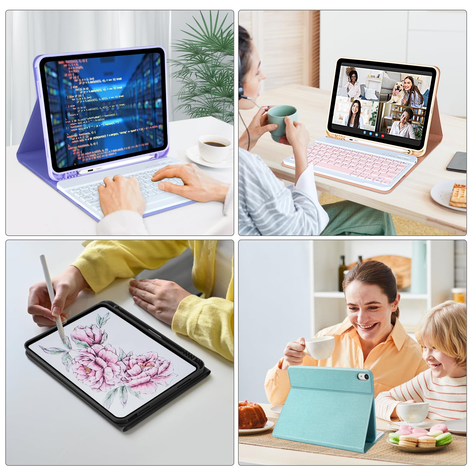 COO Keyboard Case for iPad 10th Generation (2022), Wireless Detachable Keyboard with Premium Protective Cover with Pencil Holder for Apple iPad 2022 10.9 Inch
