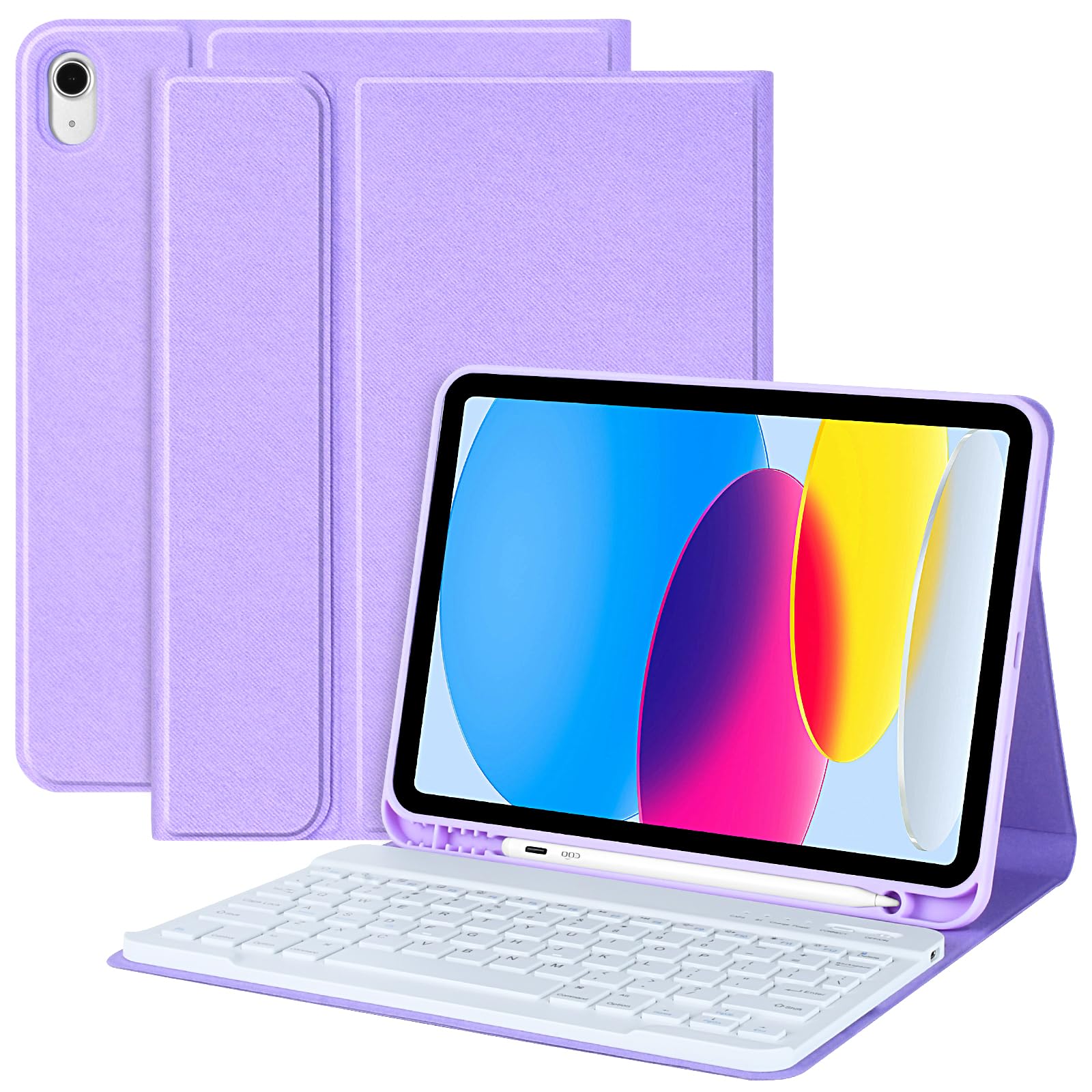 COO Keyboard Case for iPad 10th Generation (2022), Wireless Detachable Keyboard with Premium Protective Cover with Pencil Holder for Apple iPad 2022 10.9 Inch